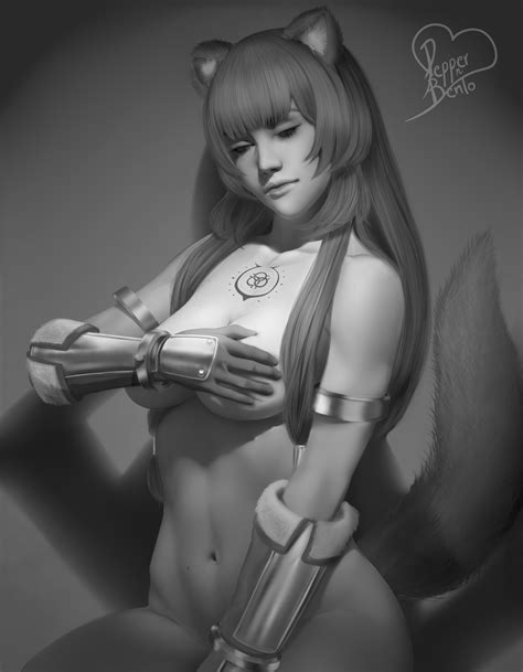Rule 34 Artist Signature Covering Breasts Cuffs Grayscale Monochrome Pepper Bento Racoon Ears