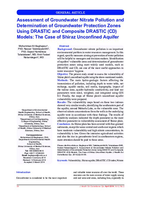 Pdf Assessment Of Groundwater Nitrate Pollution And Determination Of