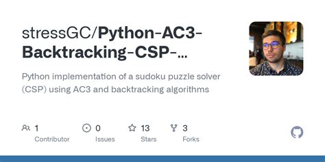 Github Stressgcpython Ac3 Backtracking Csp Sudoku Solver Python