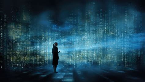 Binary Code Dots And Blue Lights In Digital Composition Stock Image Image Of Language Data