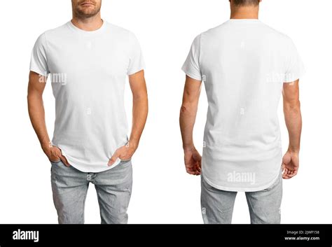 Mann in weißen weißen leeren T Shirt Vorne und hinten Modell Vorlage für Design Isoliert auf
