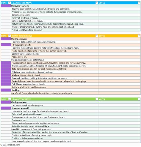 Office Move Checklist Excel