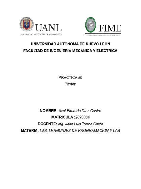 Practica 8 Phyton Pdf Python Lenguaje De Programación Lenguaje Practica 8 Phyton Pdf Python Lenguaje De Programación Lenguaje
