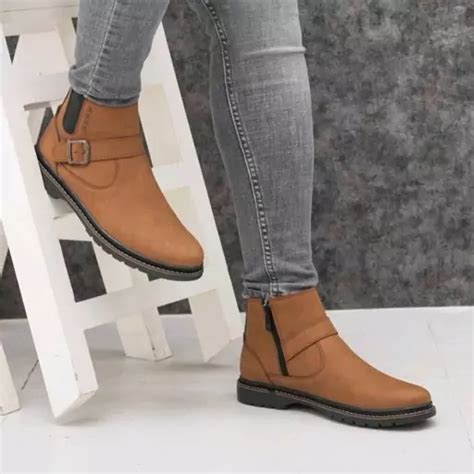 خرید و قیمت کفش مردانه ساقدار زیپی سگکدار رنگ عسلی از غرفه کفش گل نرگس 🌹🍃