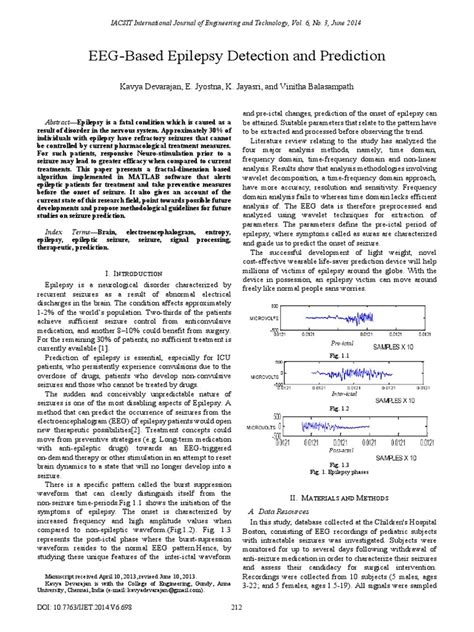 Eeg Based Epilepsy Detection And Prediction Kavya Devarajan E Jyostna K Jayasri And