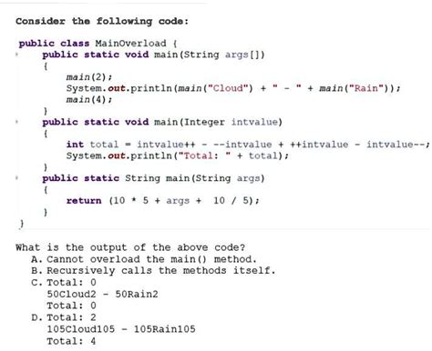 Solved Consider The Following Code Public Class Mainoverload Public