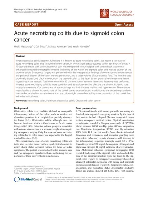 Pdf Acute Necrotizing Colitis Due To Sigmoid Colon Cancer