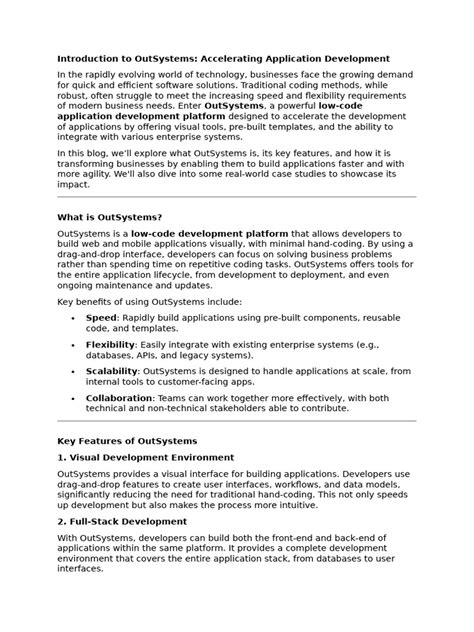 Introduction To Outsystems Pdf Application Software Cloud Computing