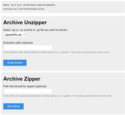 Zipunzip Using Php Script