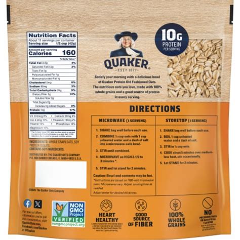 Quaker® Protein Old Fashioned Rolled Oats 16 Oz Frys Food Stores