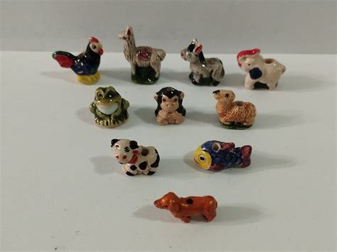 10 Tiny Peruvian Ceramic Animal Bead Clay Pairs Mixed Model Handmade