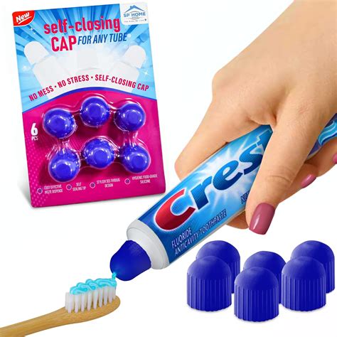 Self Closing Toothpaste Cap Blue Pack Of 6 Mess Free