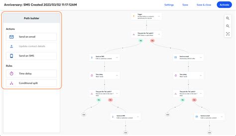acknowledge an anniversary using the automation path builder
