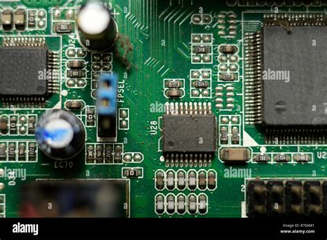 Close Up Of Electronic Chip In Desktop Computer Motherboard Circuit Stock Photo Alamy