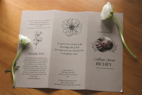 Editable Funeral Pamphlet Memorial Trifold Miscarriage Stillbirth Infant Loss Template
