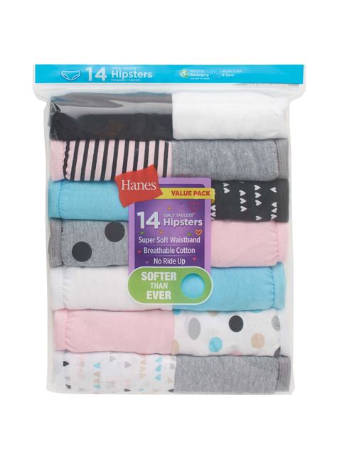 Hanes Girls Tagless Super Soft Cotton Hipsters 14 Pack Sizes 6 16