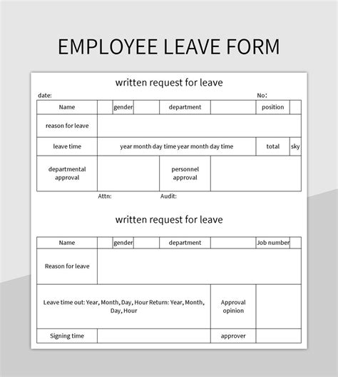 Employee Leave Form Excel Template And Google Sheets File For Free Download Slidesdocs