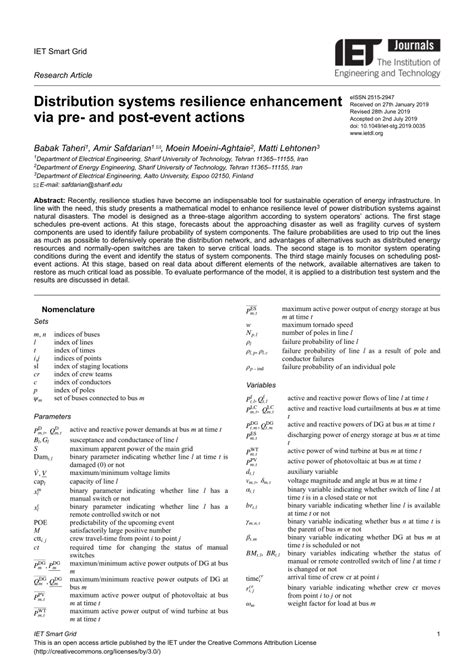 Pdf Distribution Systems Resilience Enhancement Via Pre And Post Event Actions