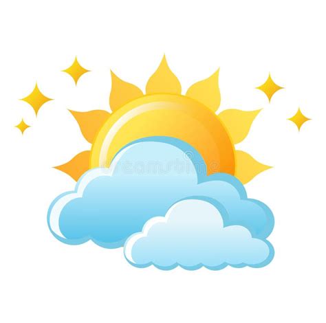Vector Isolated Weather App Icon With Sunny Cloud Interface Elements