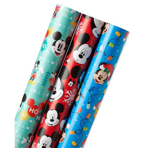 Mickey Mouse Christmas Wrapping Paper 3 Rolls 105 Sq Ft