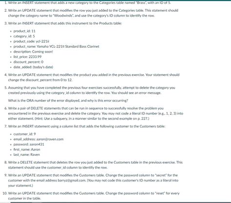 solved 2 write an update statement that modifies the row