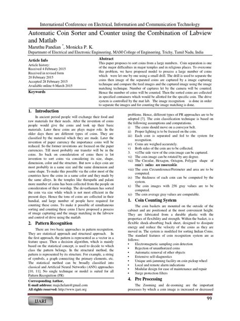 Automatic Coin Sorter And Counter Using The Combination Of Labview And Matlab Pdf Pattern