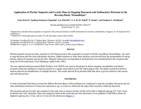 Pdf Application Of Marine Magnetic And Gravity Data In Mapping Basement And Sedimentary