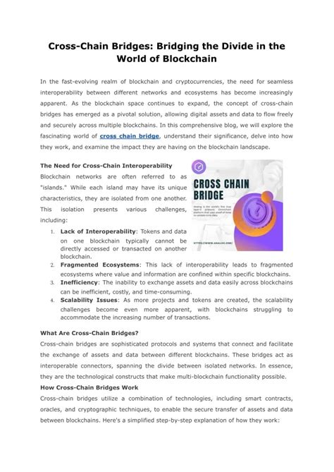 Ppt Cross Chain Bridges Bridging The Divide In The World Of Blockchain Powerpoint