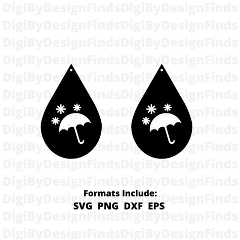 Umbrella Weather Teardrop Earring Svg Template Etsy