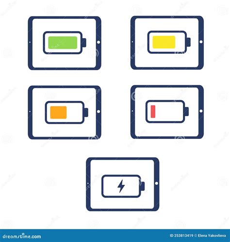 Tablet With A Battery Charge Charge Level Indicator Fully Charged Stock Vector Illustration