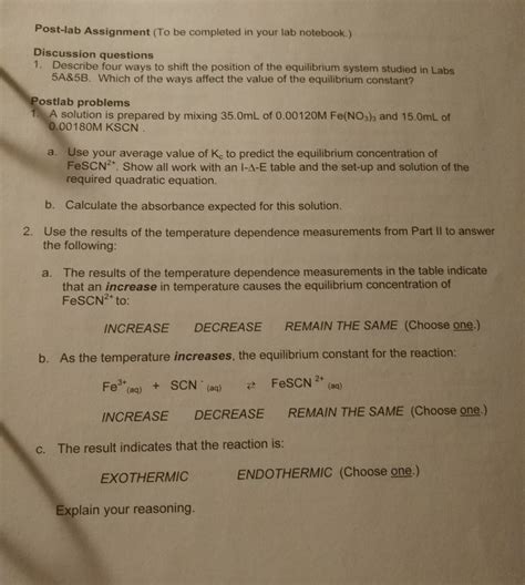 Solved Post Lab Assignment To Be Completed In Your Lab