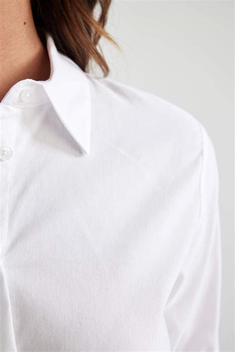 ابيض نساء قميص كم طويل مخصر 2739219 Defacto