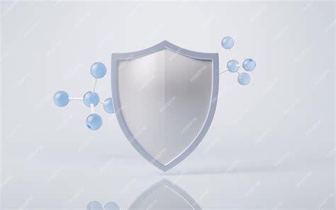 Premium Photo Shield And Molecules 3d Rendering