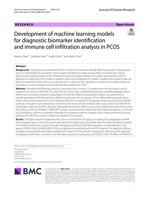 Pdf Development Of Machine Learning Models For Diagnostic Biomarker