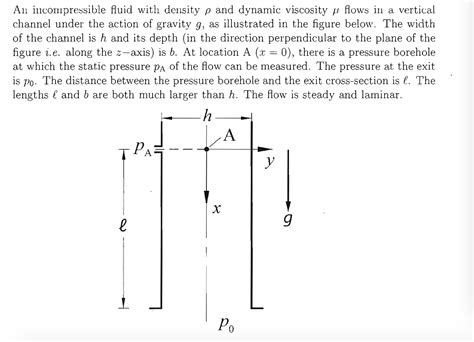 Solved An Incompressible Fluid With Density Rho And Dynamic Chegg