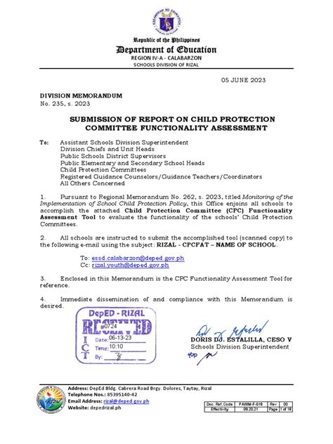 Division Memorandum No 235 S 2023 Pdf Government Social Institutions