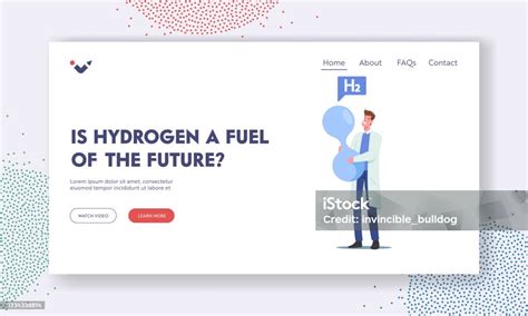 미래의 방문 페이지 템플릿의 연료 거대한 H2 분자를 들고 있는 작은 과학자 남성 캐릭터 수소 연료 생산 하반기 회계 연도에 대한 스톡 벡터 아트 및 기타 이미지 Istock