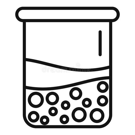 Chemical Flask Bubbling With Liquid Icon Thin Line Vector Illustration Stock Illustration