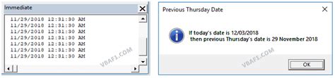 previous thursday date using excel vba functions vbaf1