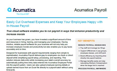 Acumatica Payroll Datasheet Aktion Associates