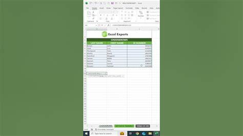 Wondering How To Use The Chooserows Function In Microsoft Excel Heres How Youtube