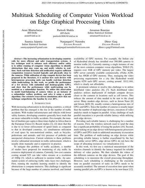 Pdf Multitask Scheduling Of Computer Vision Workload On Edge Graphical Processing Units