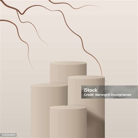 Brawn 연단은 추상적 인 빛과 가지의 최소한의 배경 제품 디스플레이 장면을 표시하고 화장품 브랜딩 및 포장 프리젠 테이션을위한 스틱을 표시합니다 잎 배경의 그림자가있는