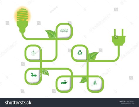 Ecology Connection Electrical Plug Concept Background Stock Vector