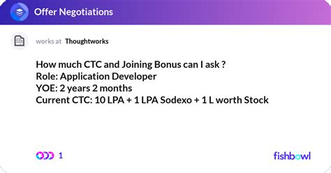 How Much CTC And Joining Bonus Can I Ask Role A Fishbowl