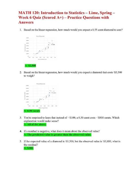 Math 120 Introduction To Statistics Lime Spring Week 6 Quiz