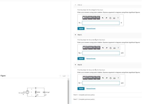 Solved Find The Phasor For The Current Is For The Circuit Chegg Com