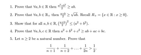 Solved 1 Prove That ∀ab∈r Then 2a2b2≥ab 2 Prove That