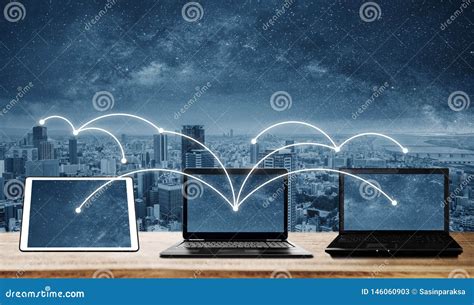 Laptop Computers With Network Connection And Sharing Data To Other Devices Internet Networking