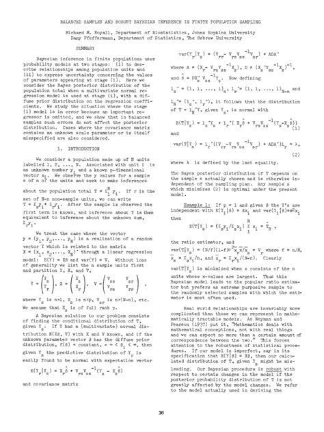 pdf balanced samples and robust bayesian inference in finite